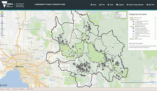 Leadbeater’s Possum Interactive Map